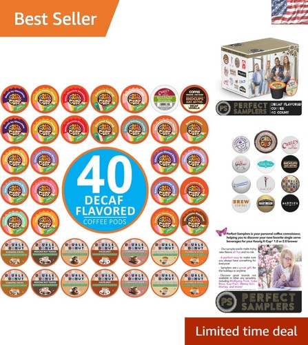 Decaf Coffee Pods Sampler - 40 Count Assorted Flavors for Keurig K Cups ...