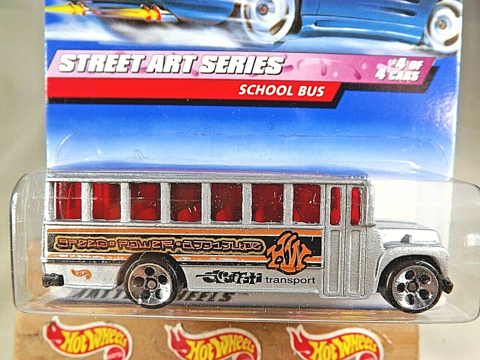 1999 Vintage Hot Wheels #952 Street ART Series 4/4 SCHOOL BUS Gray wo ...