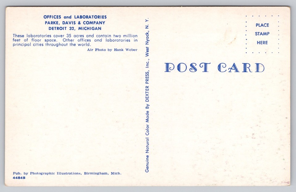 Postcard - Parke, Davis & Co. - Detroit, Michigan - Aerial View, 1950s ...