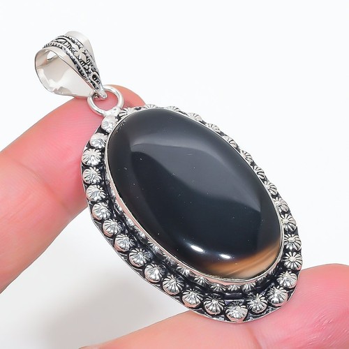 Banded Agate Gemstone 925 Sterling Silver Jewelry Pendant 2.44" X-Mas ...