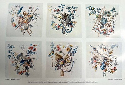 Antique Print Louis XVI Style Floral Painting France Dekorative ...