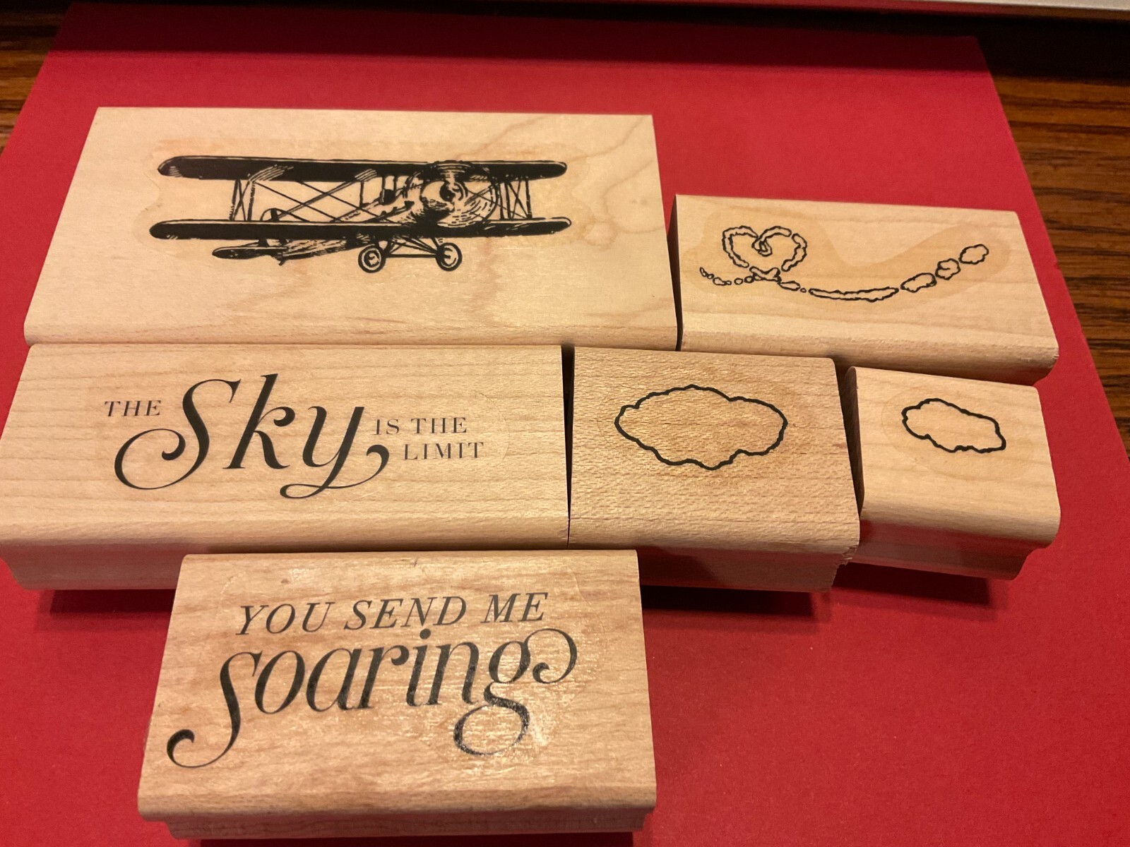 Stampin' Up " Sky is the Limit" Wood Mounted Stamps, Airplane, Clouds ...