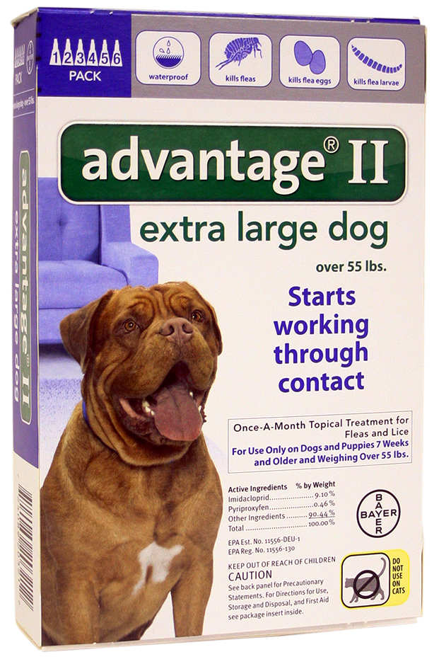 K9 Advantage II / 100 Flea Lice Medicine XL Large Dogs Pack K-9 6 Month ...