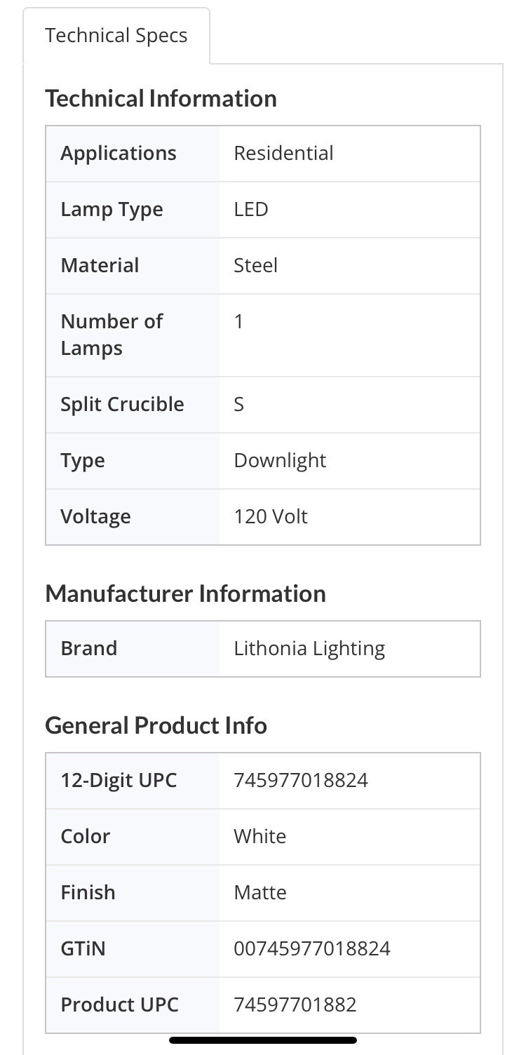 Lithonia Lighting Lk3bmw LED M4 1 Light Recessed Baffle Kit Matte White ...