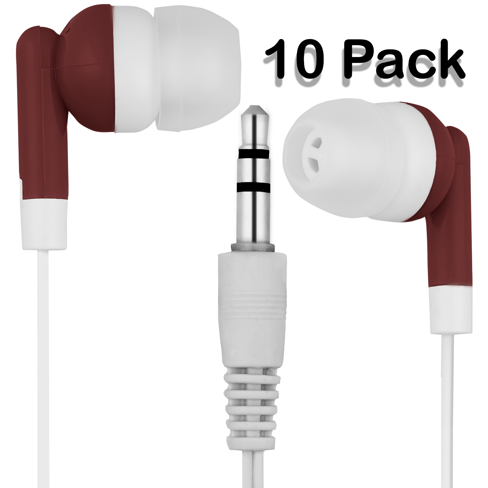 Bulk Lot of 10 Burgundy 3.5mm Headphones / Earbuds - Great for Kids ...