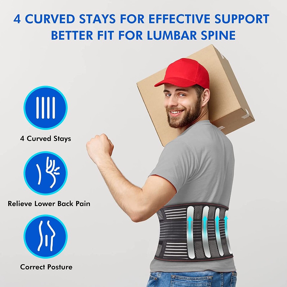 Lower Back Support Brace Lumbar Waist Belt Pain Relief Double Pull Men ...