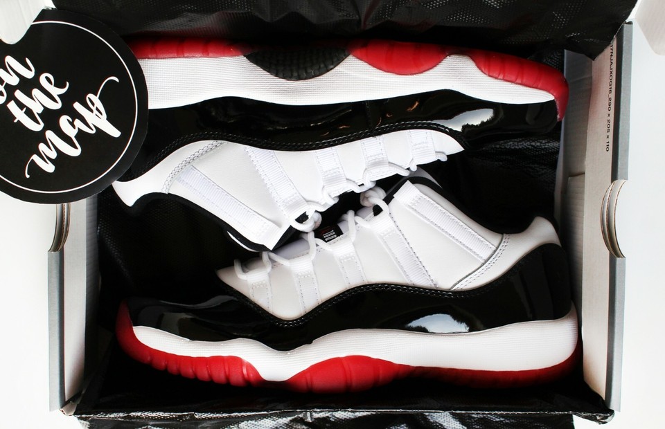 Nike Air Jordan 11 XI Retro Low Concord Bred Black Red GS 2020 UK 3 4 5 ...