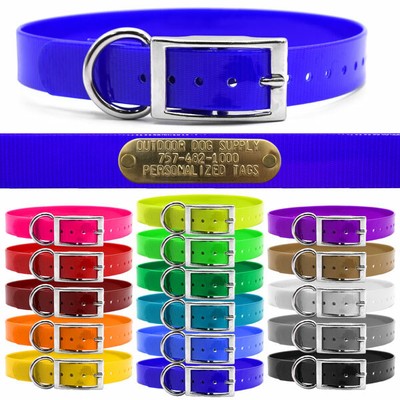 Hunting Dog Name Collar Strap 1" Solid Color D Ring & Free Brass ID ...