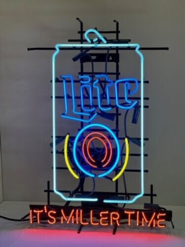 Miller Lite Neon Sign It's Miller Time For Home Bar Pub Wall Decor ...