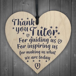 Thank You Tutor Teacher Mentor Support Wooden Heart Leaving Gift Plaque ...