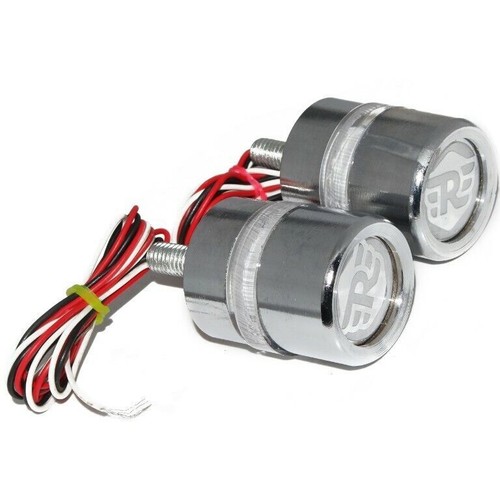 Handle Bar End LED Turn Signal Indicator Light Set Chrome Fits Royal ...