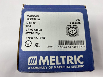 Meltric 63-38043-972 DSN30 Pin & Sleeve Receptacle 30A 480V 10HP Type ...