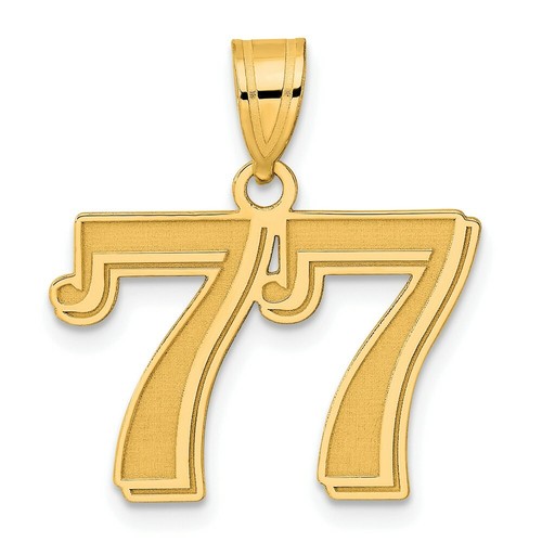 14K Yellow Gold Polished Etched Number 77 Pendant | eBay
