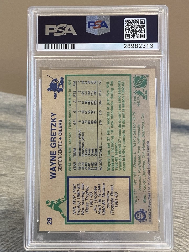 1983-84 OPC Wayne Gretzky #29 base card PSA Mint 9-affordable high ...