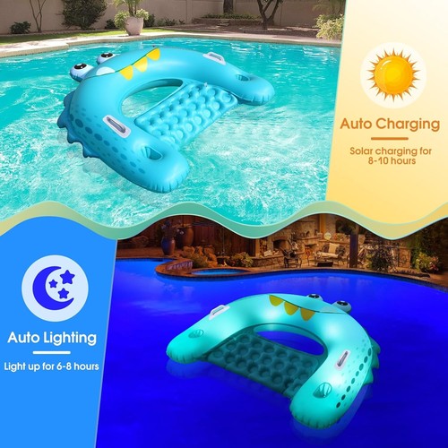 Pool Floats Adult with Solar Lights Inflatable Pool Float Chair with ...