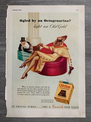 1936 Jan OLD GOLD Petty Girl Pin-Up Print Ad (5.0) Ogled by a ...