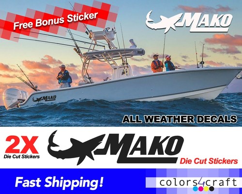 2x Mako Boats All Weather Stickers Marine High Quality Boat Decal Boat ...