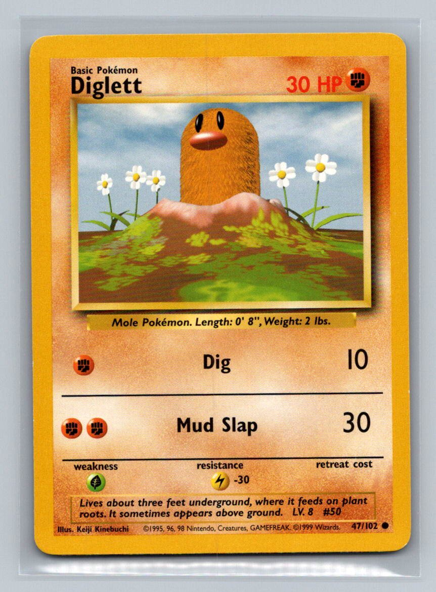 1999 Pokemon TCG Wizards of the Coast Base Set Diglett #47 Unlimited | eBay