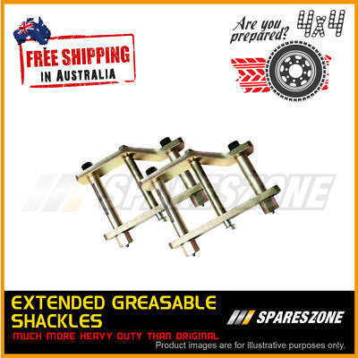 Pair Rear 2" 50mm Extended Greasable Shackles for Nissan Navara D40 05 ...