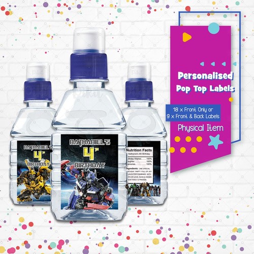 PRINTED TRANSFORMERS Personalised Pop Top Labels Stickers Party ...