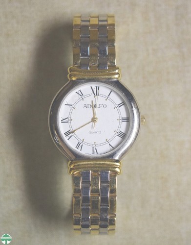 ADOLFO QUARTZ WATCH - TWO TONE BAND - STAINLESS STEEL BACK - CV7018 ON ...