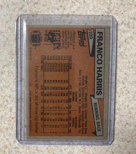 1981 TOPPS FOOTBALL FRANCO HARRIS #220 PITTSBURGH STEELERS NFL HOF | eBay