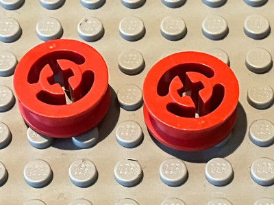 2 x Roue LEGO vintage red Wheel 3482 / 392 845 695 491 810 901 625 813 ...