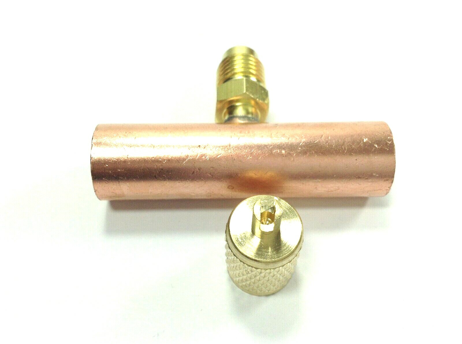 Copper Access Tee 1/2" ODS X 1/4" Flare Scrader Valve & Wrench Cap HVAC ...