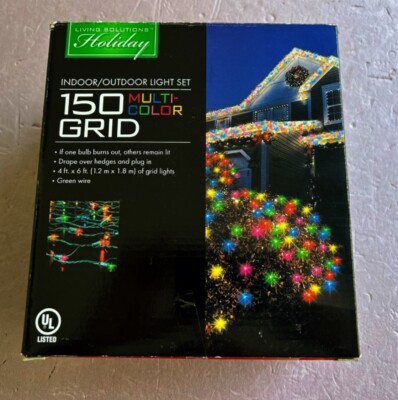 Living Solutions Holiday 150 Grid 4Ft x 6 Ft Multi Color Lights Set ...