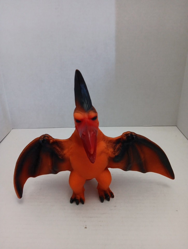 Vintage Pterodactyl Action Figure Soft Rubber Standing Dinosaur Orange ...