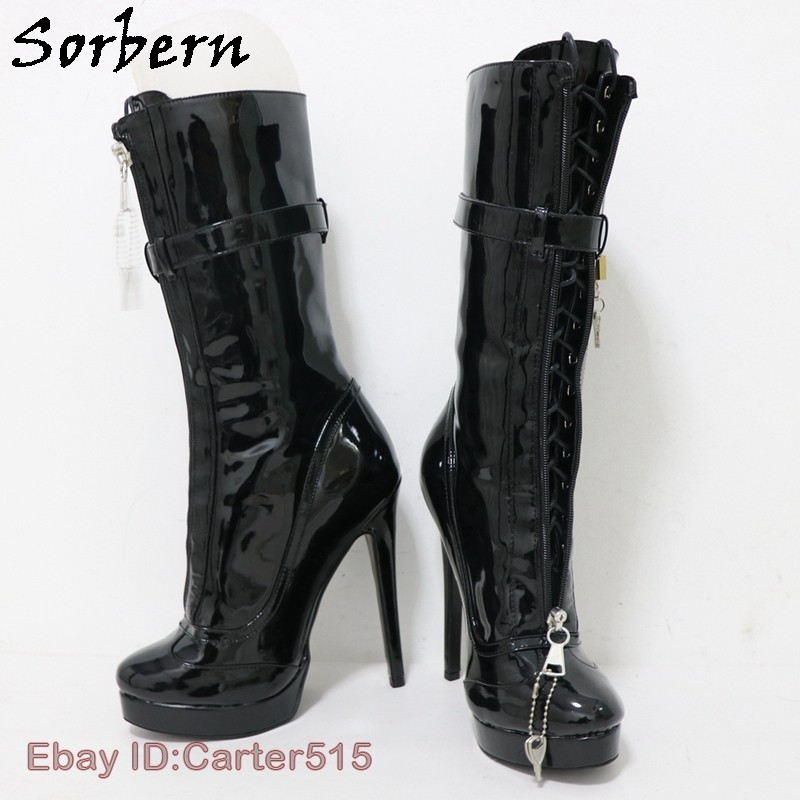 Unisex High Ankle Boots Women Straps With Locks Visible Platform High ...