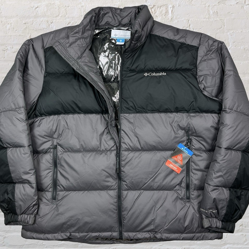Columbia Pike Lake II Jacket Puffer Insulated Omni-Heat Gray Black Mens ...