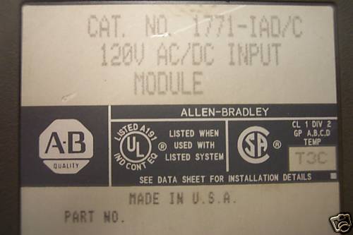 ALLEN BRADLEY 1771-IAD/C 120V AC/DC INPUT MODULE USED WORKING CONDITION ...