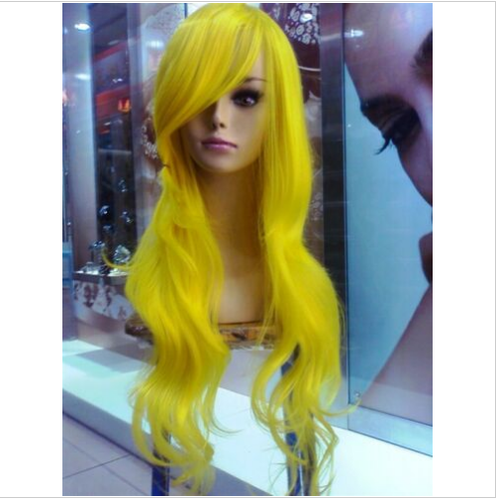 COS Hair Wig Fashion Charm Long Yellow Wavy Women's Cosplay Party ...