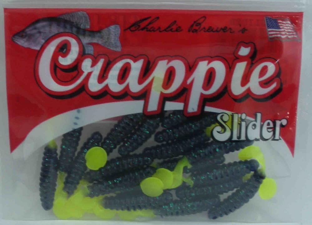 Charlie Brewer CSGGF128 Crappie Slider Grub 1.5" June Bug Chartr Tail ...