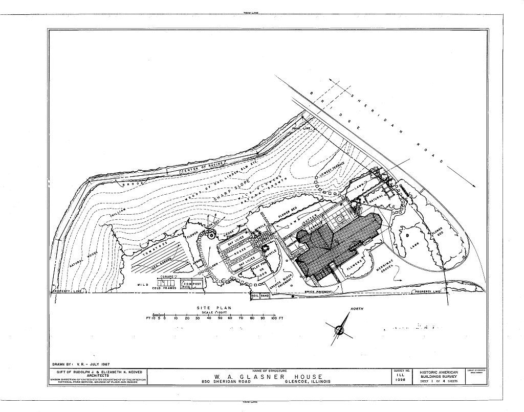 Frank Lloyd Wright Prairie Style hillside house, PRINTED Architectural ...
