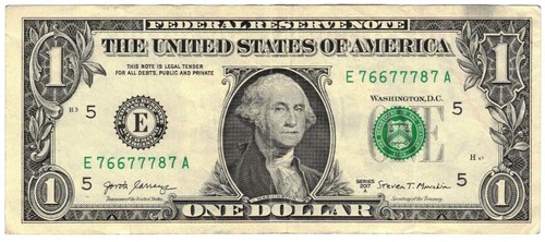 Fancy Serial Number 76677787 Five LUCKY 7s Chunky 6 Digit Ladder 667778 ...