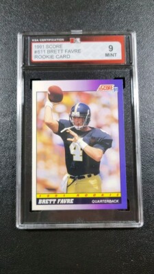 1991 SCORE #611 Brett Favre NFL Rookie Card KSA 9 MINT New Label | eBay