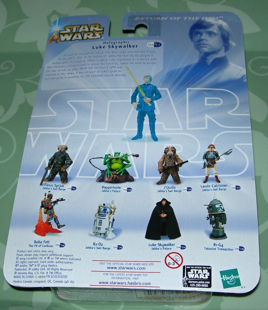 Star Wars ROTJ Holographic LUKE SKYWALKER Jabba's Palace | eBay