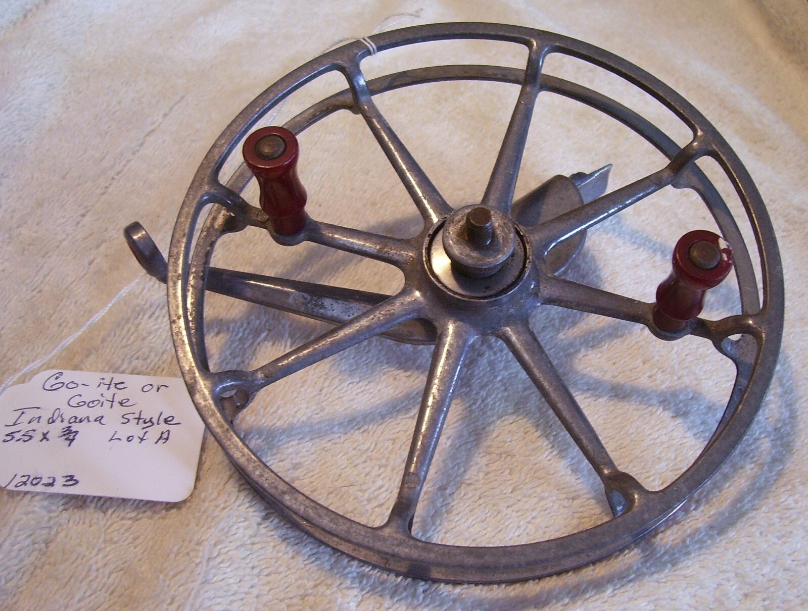 12023 VINTAGE GOITE GO-ITE INDIANA STYLE REEL NICE WORKING SEE TAG LOT ...