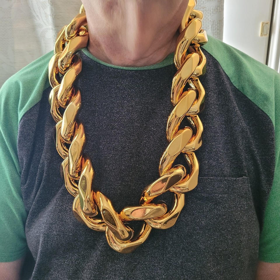 Neck Breaker Chain Oversize Gold Hip-Hop Chunky Rapper Game Day Heavy ...