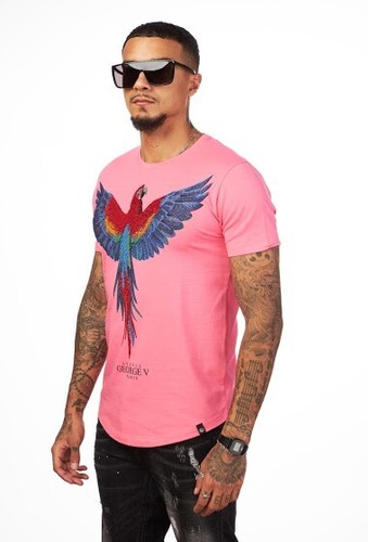 Men's Graphic Fitted Pink T-Shirt Avenue George V Paris Royal Bird ...