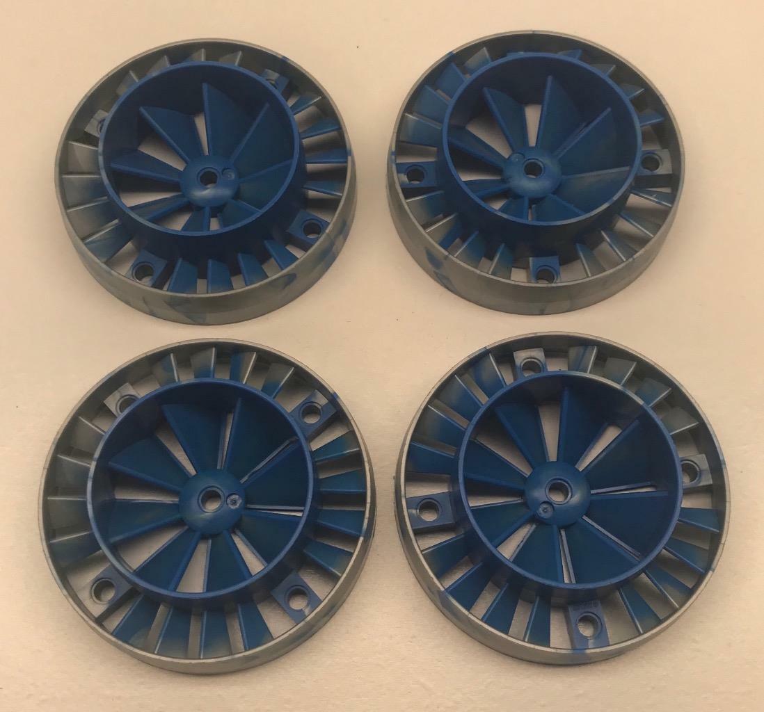 4 Lego Very Large Engine Turbines Lot: 8106 Blue Marbled Center exo ...