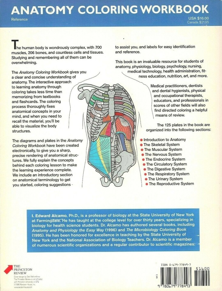 The Princeton Review "Anatomy Coloring Workbook" by I. Edward Alcamo ...