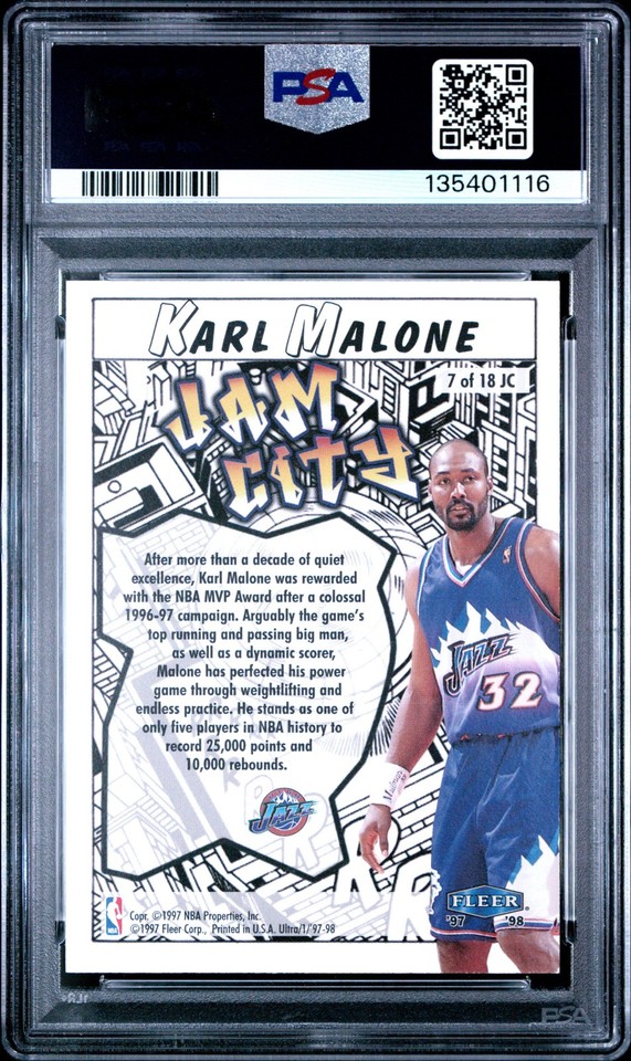 1997 FLEER ULTRA JAM CITY #7 KARL MALONE PSA 9 | eBay