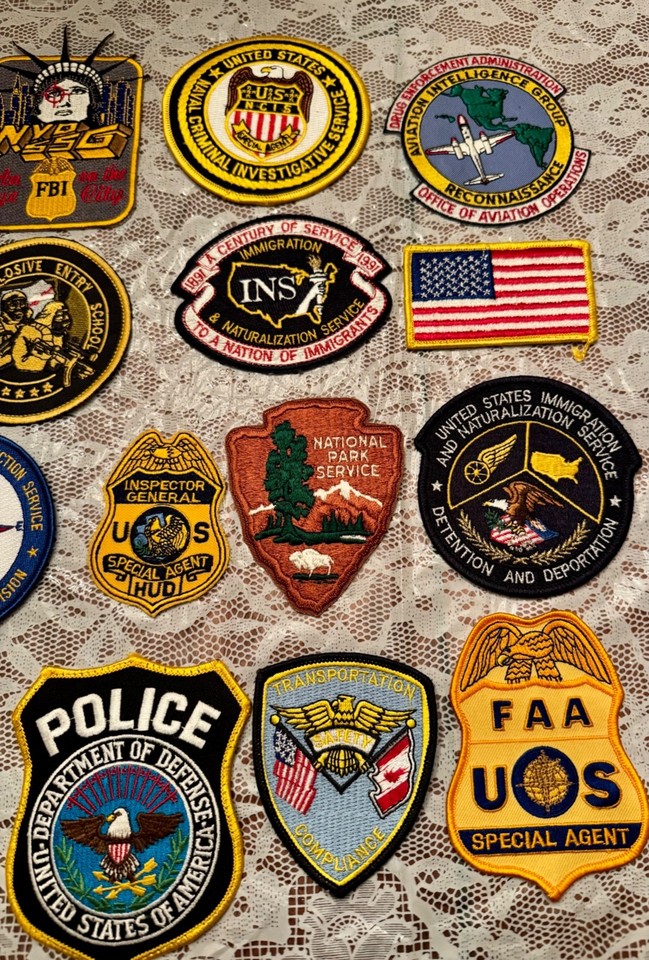 AVID Collector Set of 19 Federal Law Enforcement Police Patches, 1 Flag ...