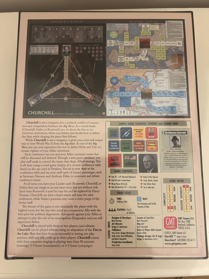 Churchill - Big Three Struggle For Peace - GMT Games - New & factory ...
