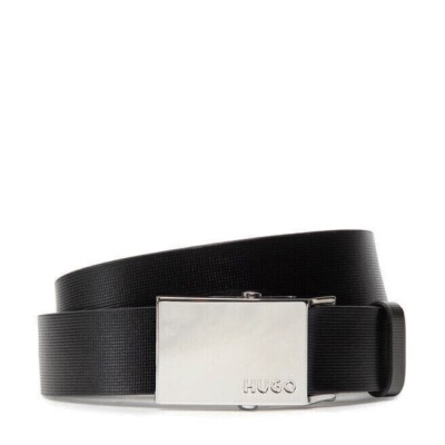 HUGO BOSS Garum-P_Sz35 Men’s Leather Belt in Black 50470570 001 | eBay