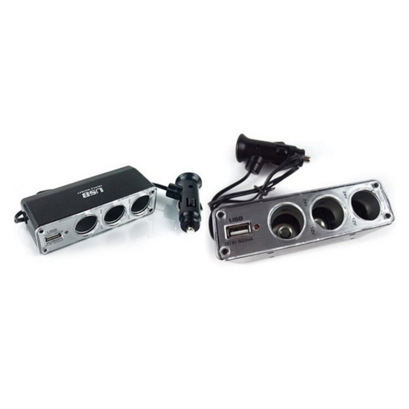 Car Socket Expander with USB Charging Power Adaptor Cigarette Lighters ...