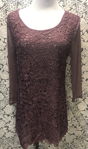 Anne French Size S 3/4 Sleeve Sheer Lace Top [Bn#003] | eBay